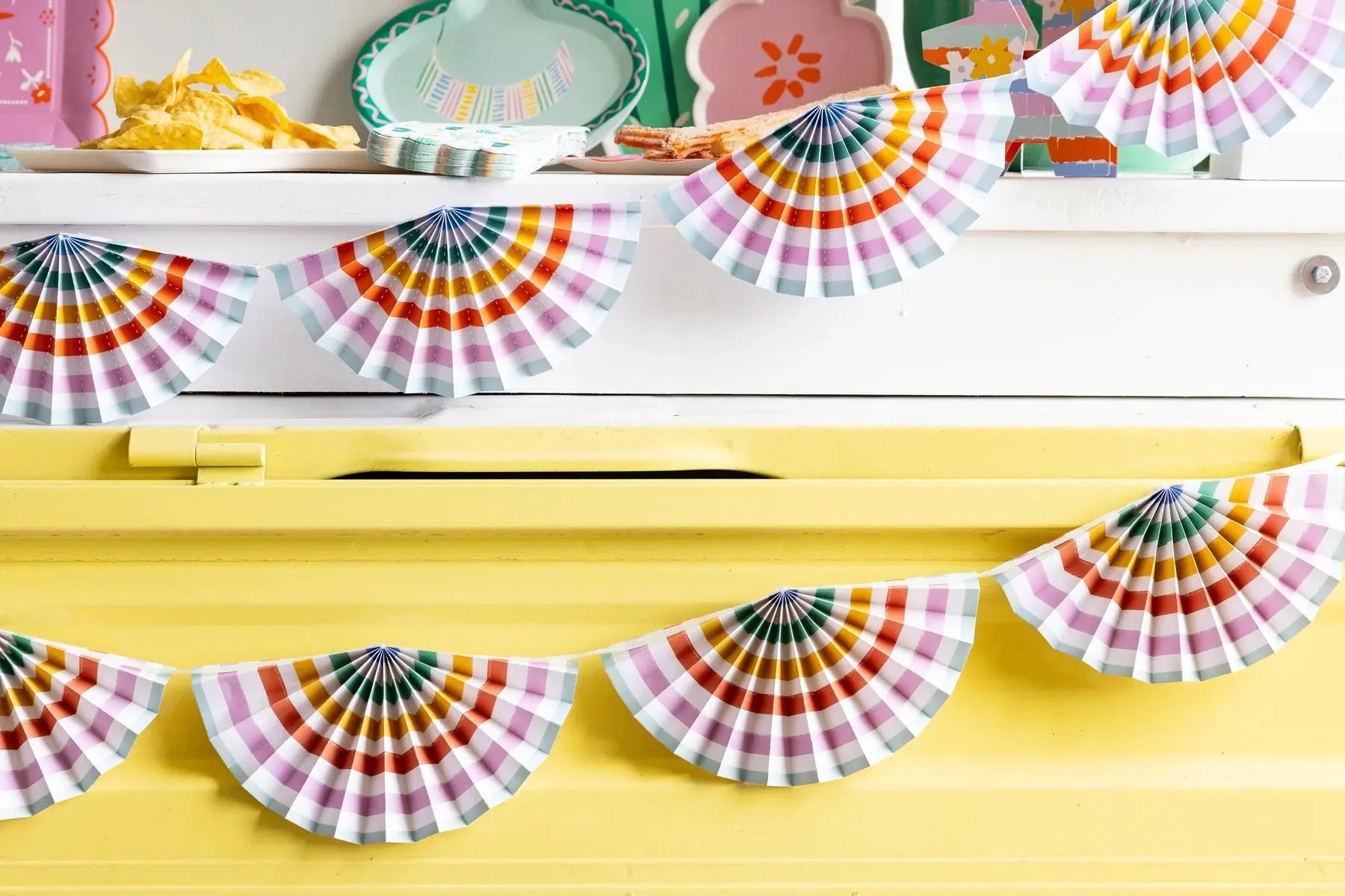 Fiesta Striped Fan Banner | Mexican fiesta decorations - Party Love