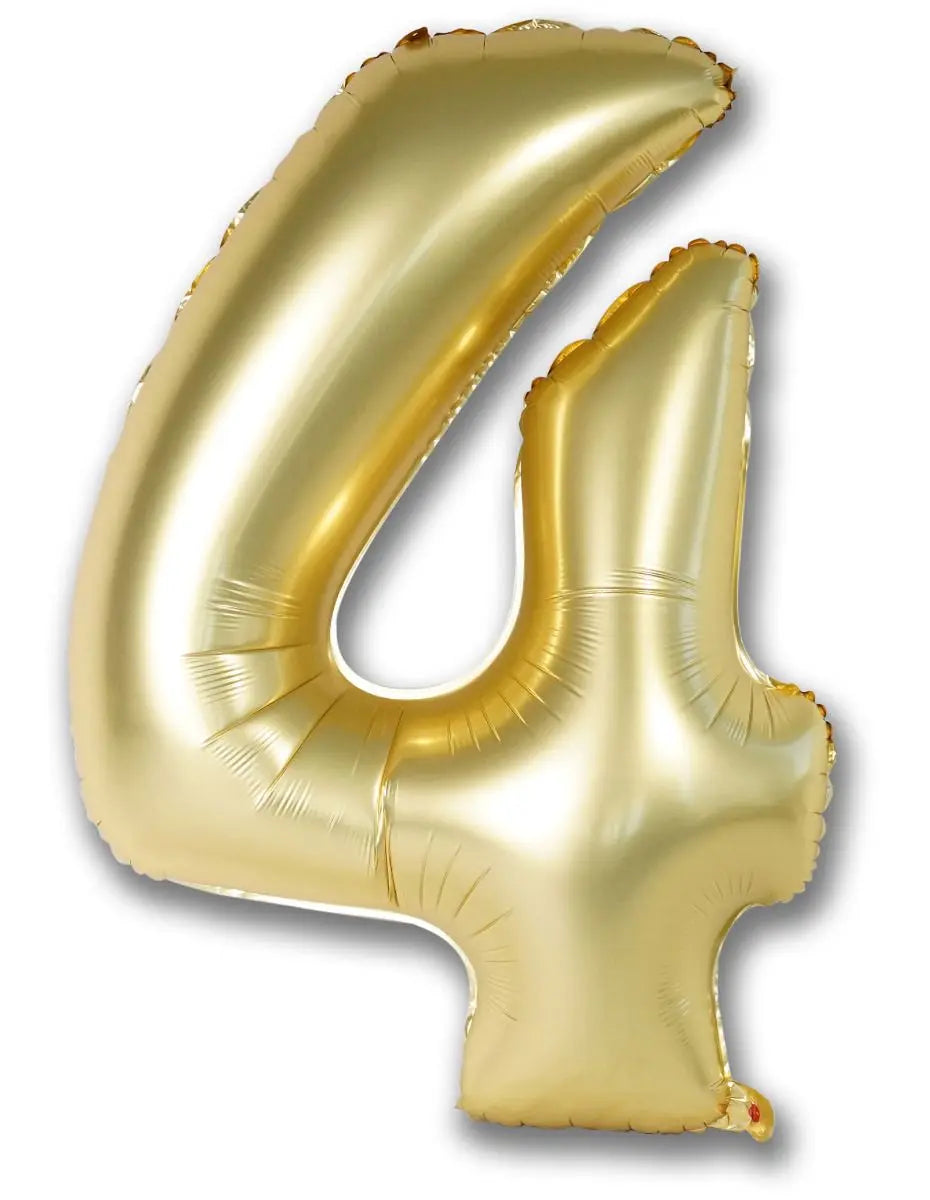 Gold Satin Chrome Number 4 Foil Balloon 102cm (40") - Party Love